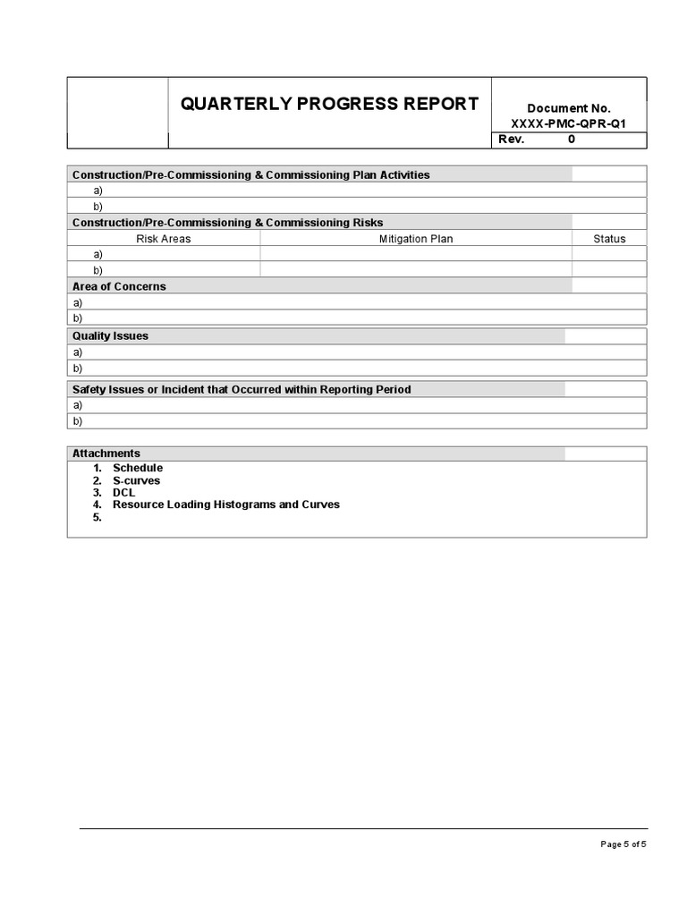 Quarterly Progress Report: Document No. Xxxx-Pmc-Qpr-Q1 Rev. 0 | PDF