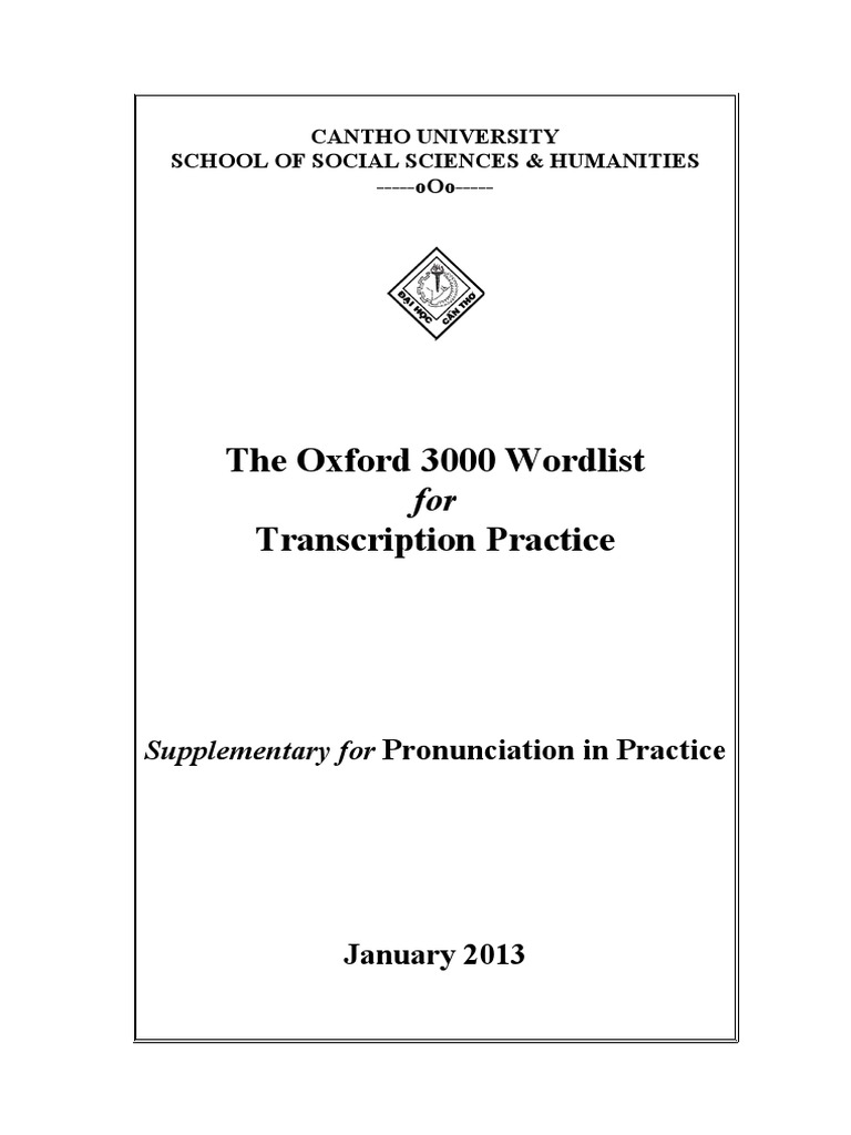 The Oxford 3000 Wordlist Transcription Practice | PDF