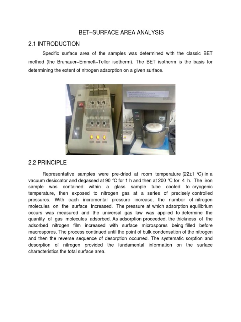 BET –Surface Area Analysis