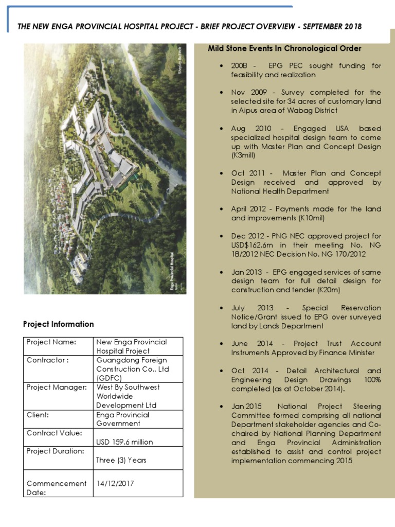 New Enga Hospital Project Overview | PDF | Papua New Guinea | Hospital