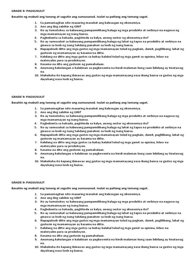 AP9 Worksheet 3rd Quarter | PDF