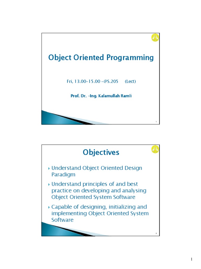 Lecture 1 Handout Introduction Object Oriented Programming1 | PDF | Computer Program | Programming