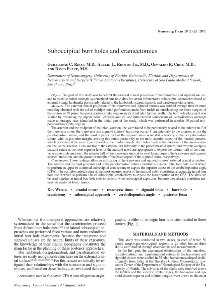 (10920684 - Neurosurgical Focus) Suboccipital Burr Holes and ...