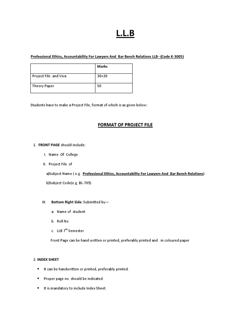 Professional Ethics Ll.b. Project File | PDF | Advocate | Lawyer