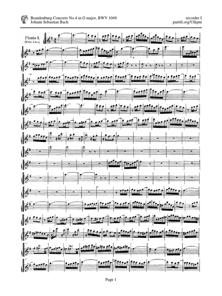 Brandenburg Concerto No.4 in G Major, BWV 1049 Johann Sebastian Bach ...