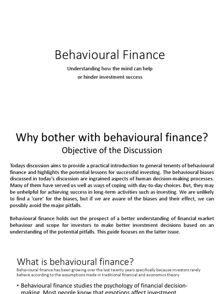 Behavioural Finance | PDF | Behavioral Economics | Investing