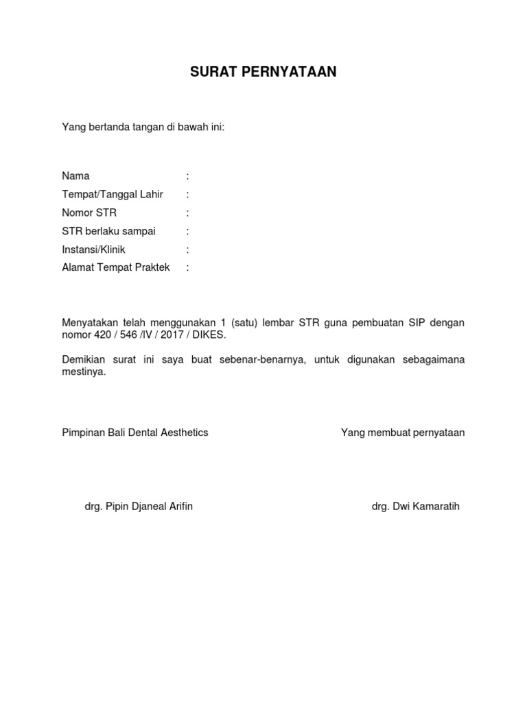 Surat Pernyataan Sip | PDF