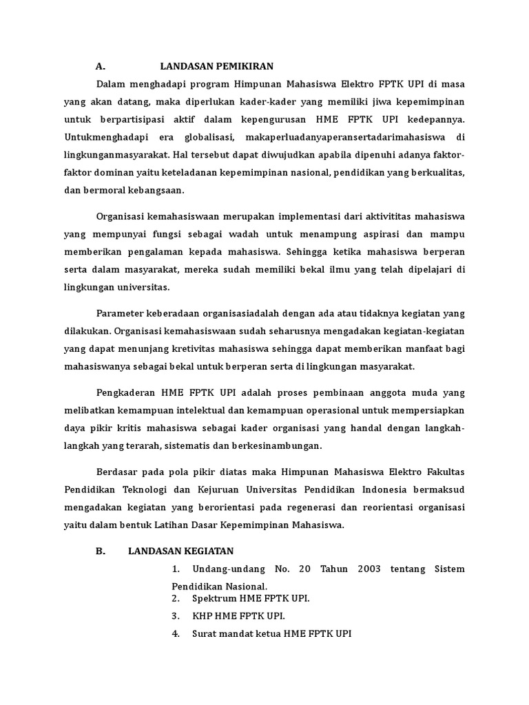 Contoh Proposal LDK | PDF