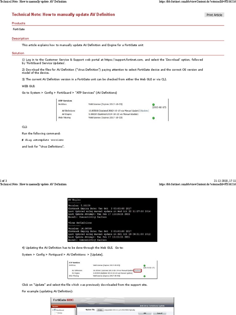 How to Manually Update AV Definition on FortiGate | PDF | Command Line ...