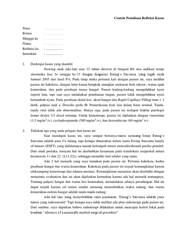 Contoh Penulisan Refleksi Kasus | PDF