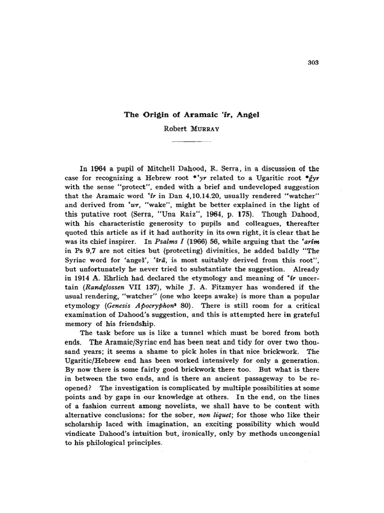 MURRAY - The Origin of Aramaic 'Ira, Angel | PDF | Book Of Enoch ...