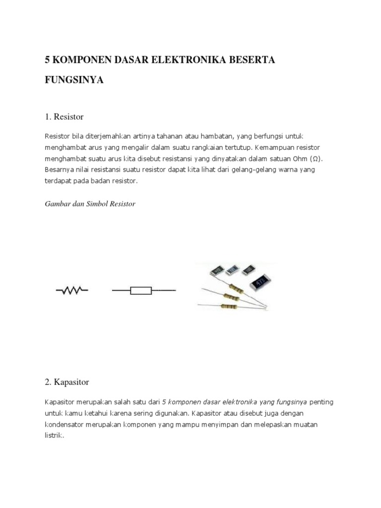 5 Komponen Dasar Elektronika Beserta Fungsinya | PDF | Sains & Matematika