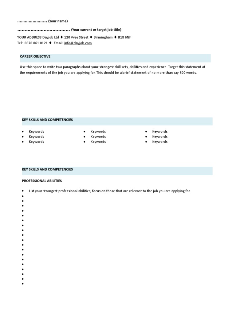 CORE CV Template 2 | PDF