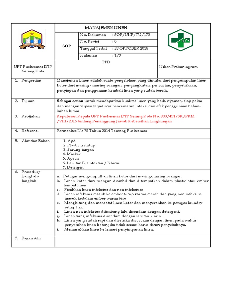 Sop Manajemen Linen-1 | PDF