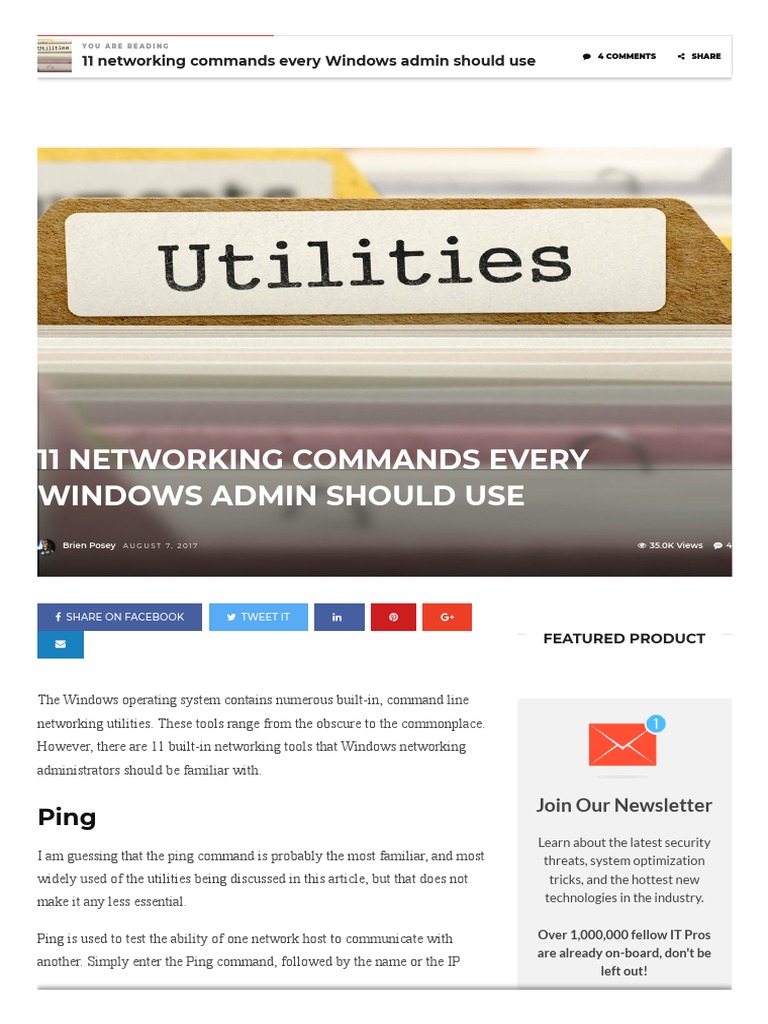 11 Networking Commands Every Windows Admin Should Use Pdf Domain Name System Network Layer
