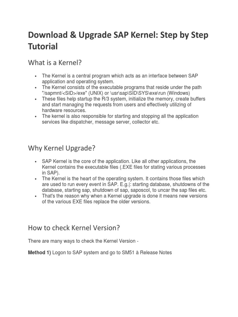 Upgrade SAP Kernel: Step by Step Tutorial: What Is A Kernel? | PDF | Kernel (Operating System ...