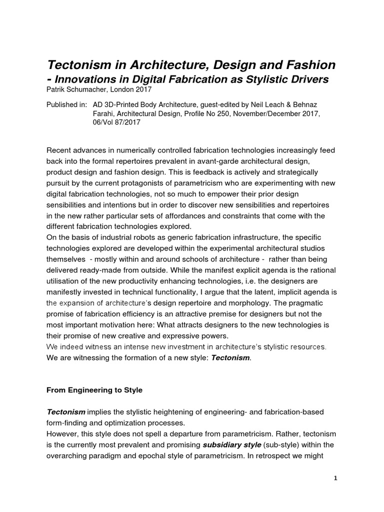 Tectonism in Architecture Design and Fas PDF | PDF | Design | 3 D Printing