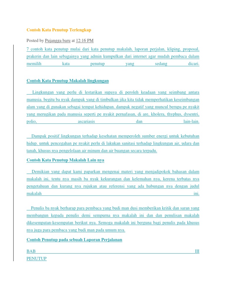 Contoh Kata Penutup Terlengkap | PDF