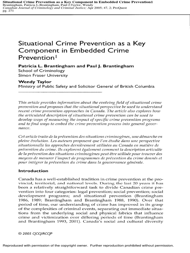 Situational Crime Prevention As A Key Component in Embedded Crime ...