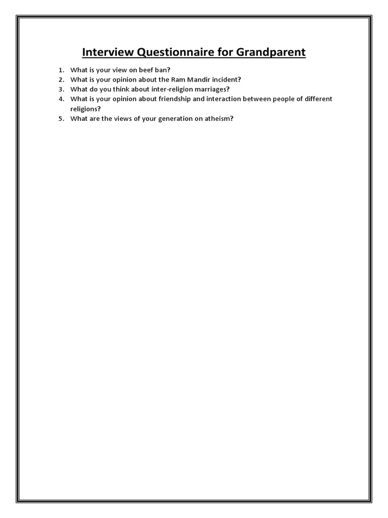 Survey Questionnaire Grandparent | PDF
