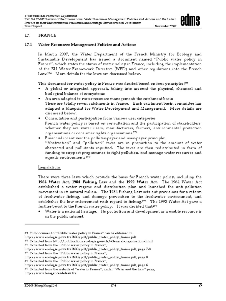 Water Resources Management Policies and Actions | PDF | Water Resources ...