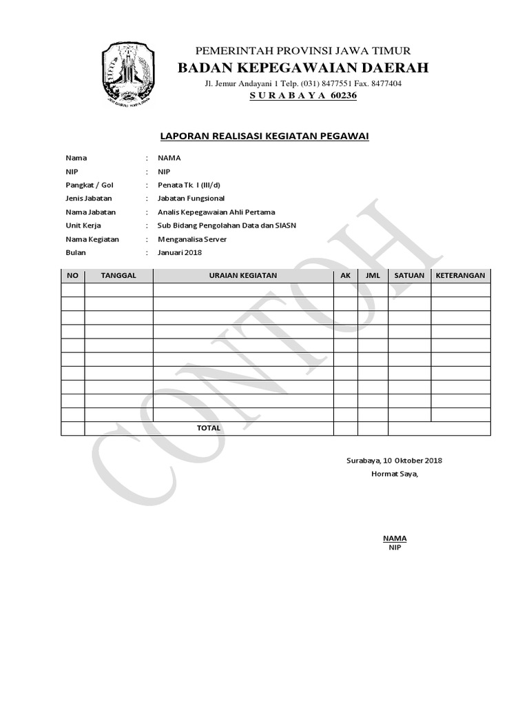 Form Realisasi SKP JFT | PDF