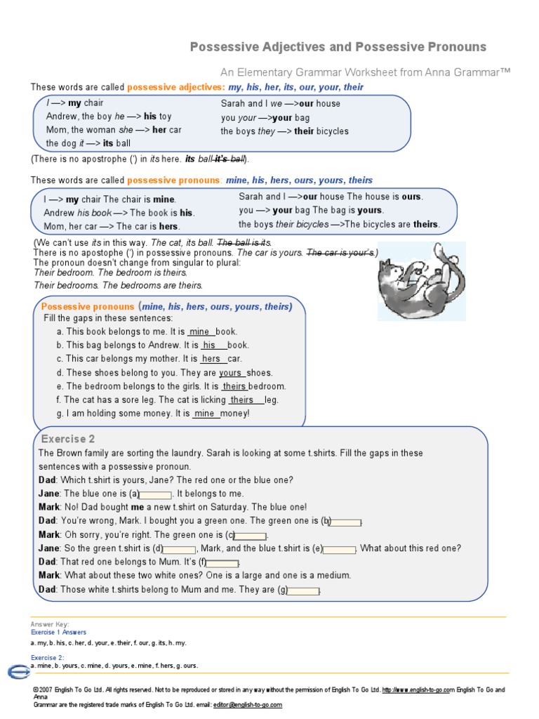 Possessive Adjectives and Possessive Pronouns | PDF | Languages ...