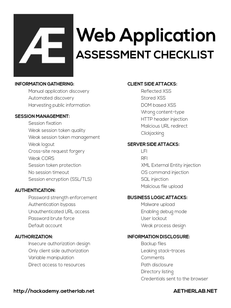 Web Application Assesment Checklist | PDF