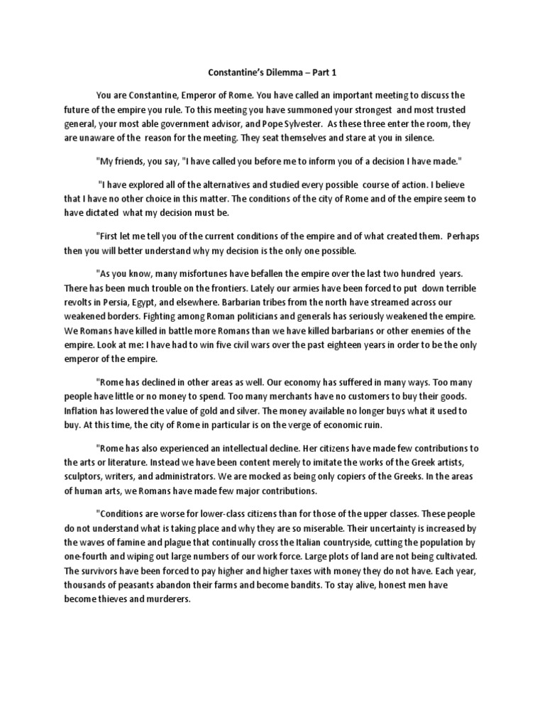 Constantines Dilemma Roles and Rubrics | PDF | Roman Empire ...