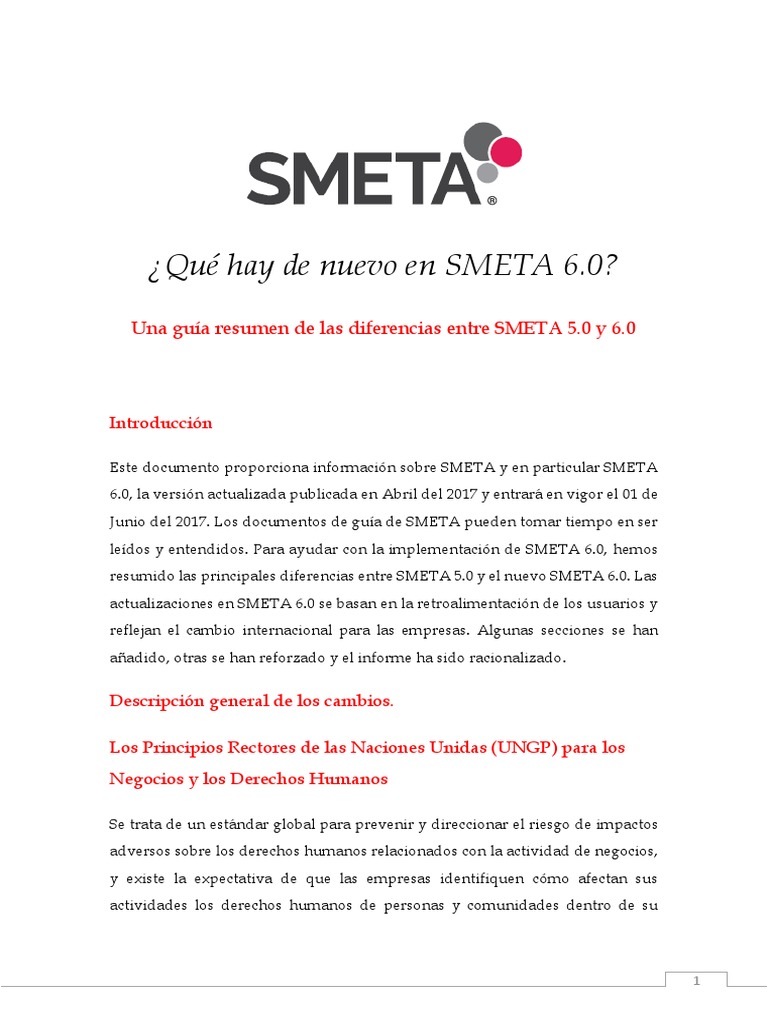 Guía Resumen - Diferencias Entre SMETA 5.0 y 6.0 | PDF | Auditoría | Información