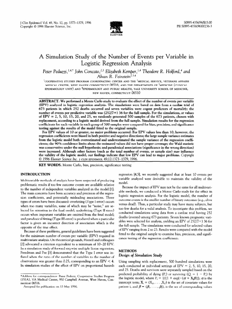 A Simulation Study of The Number of Events Per Variable in PDF | PDF ...