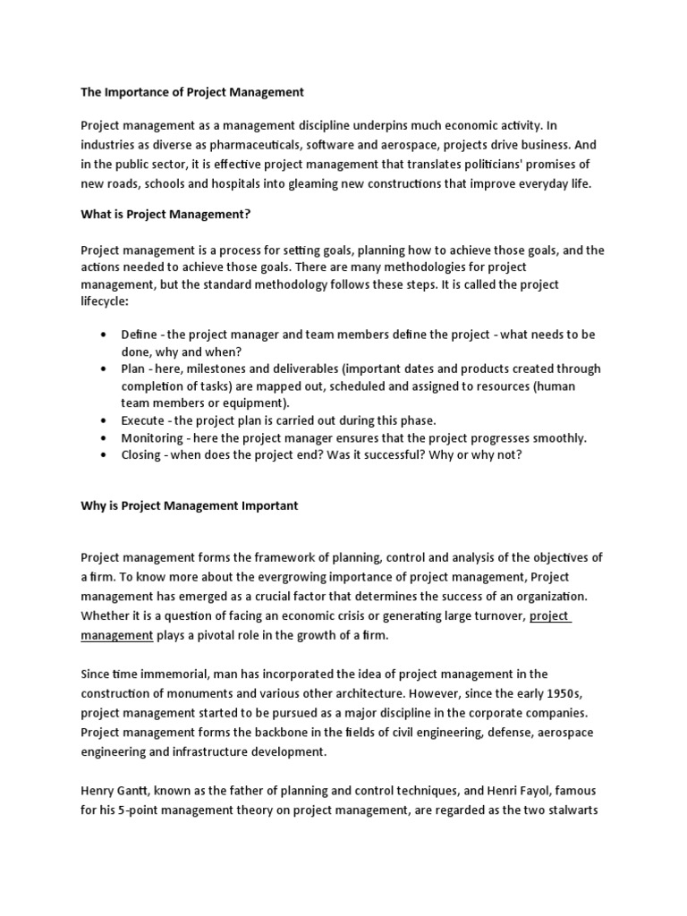 Importance of Project Management Explained | PDF | Project Management ...