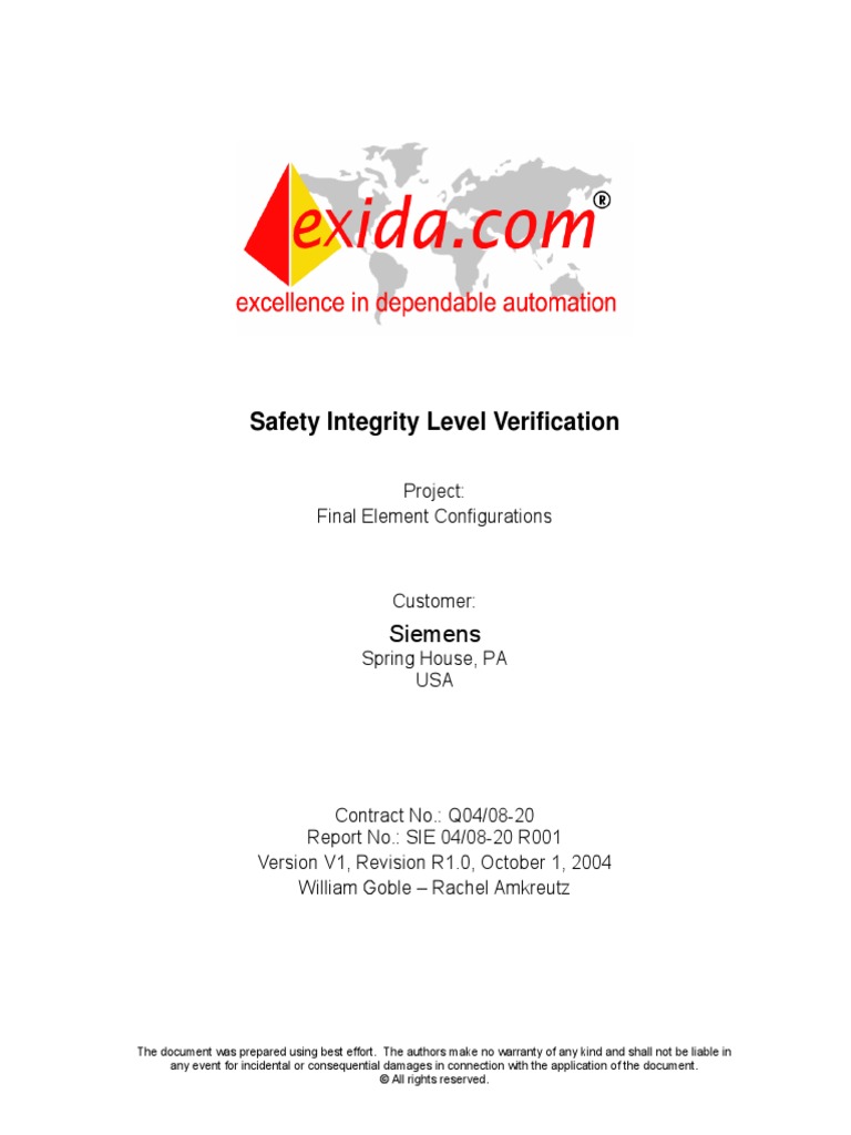 Exida Report - Final Element Configurations | PDF | Reliability ...