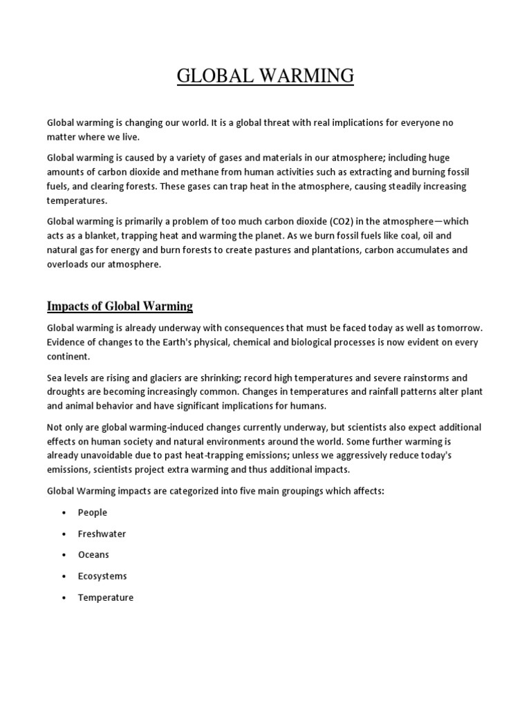 Impacts of Global Warming | PDF | Global Warming | Sea Level Rise