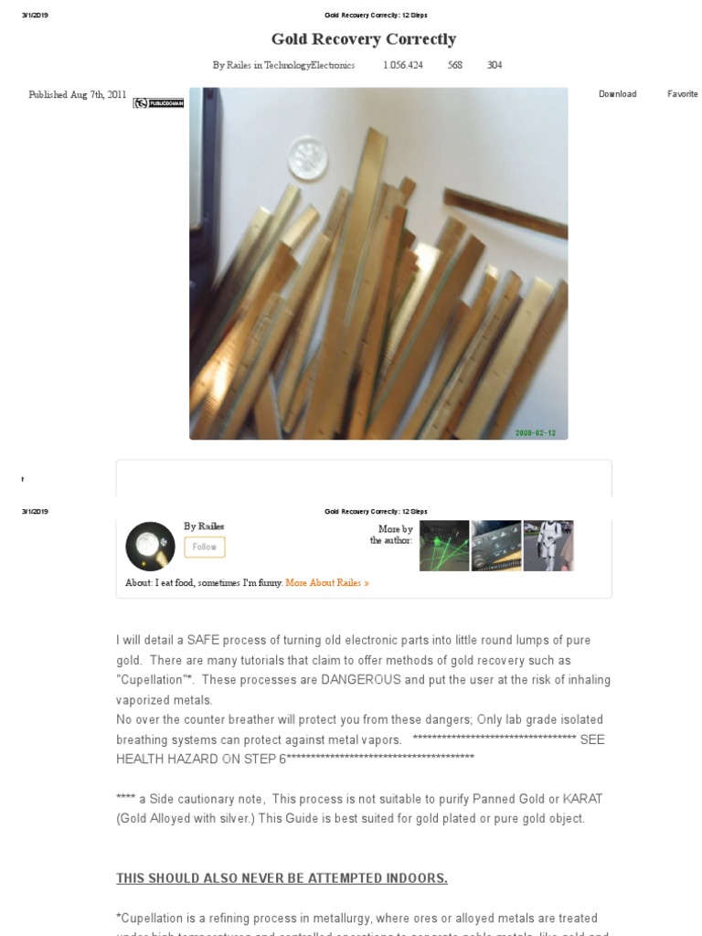 Gold Recovery Chemicals and Safety Guide | PDF | Cadmium | Lead