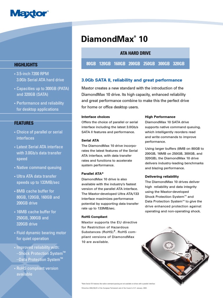 Diamondmax 10 Data Sheet | PDF | Computer Hardware | Computer Data Storage