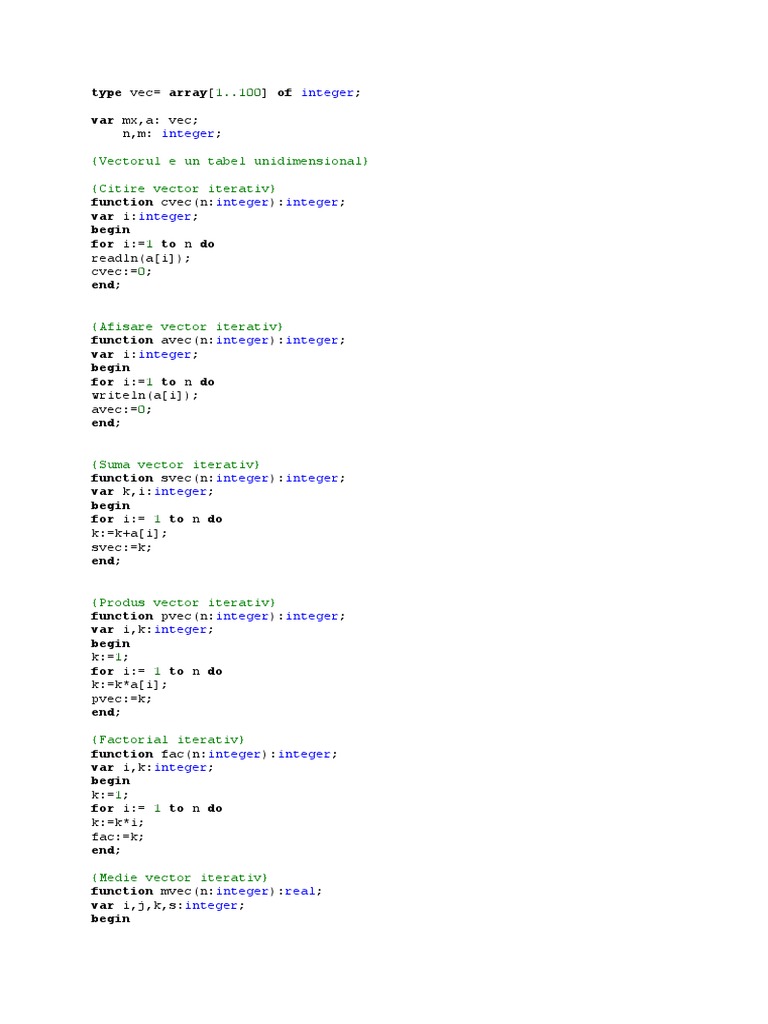 (Vectorul e Un Tabel Unidimensional) (Citire Vector Iterativ) | PDF