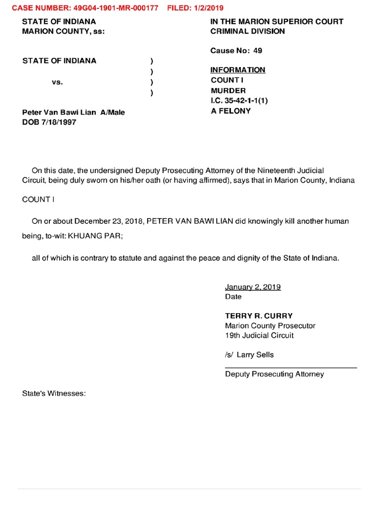 Peter Van Bawi Lian Arrest Affidavit | PDF | Search Warrant | Affidavit