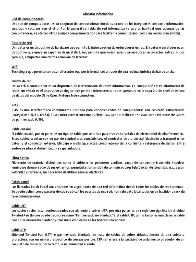Glosario Informático | PDF | Red de computadoras | Enrutador (Computación)