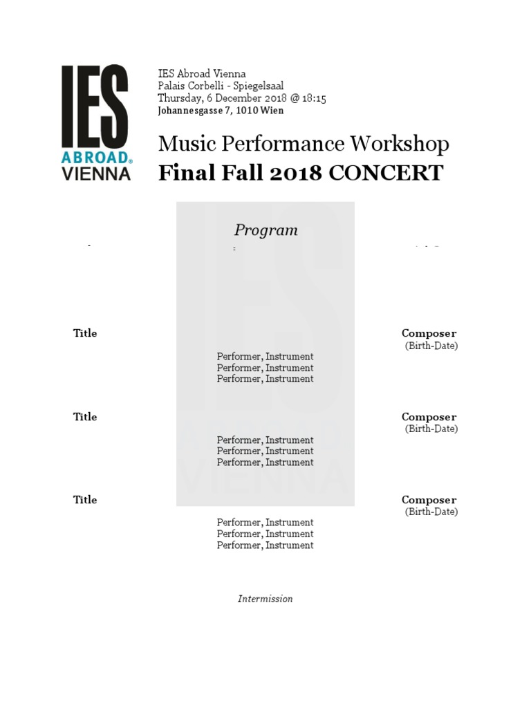 IES Vienna Music Performance Final Fall Concert | PDF | Sound ...