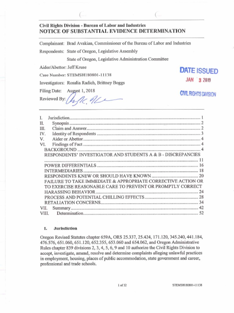 BOLI Report On Oregon Capitol | PDF