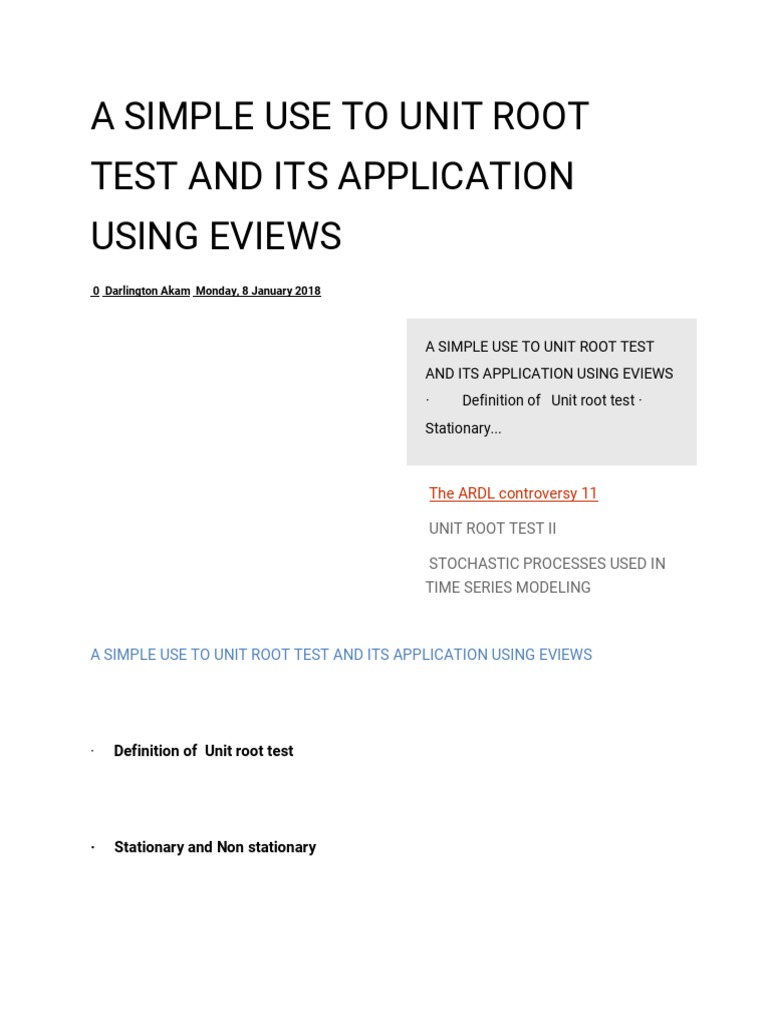 Unit Root Test and Applications | PDF | Stationary Process | Time Series