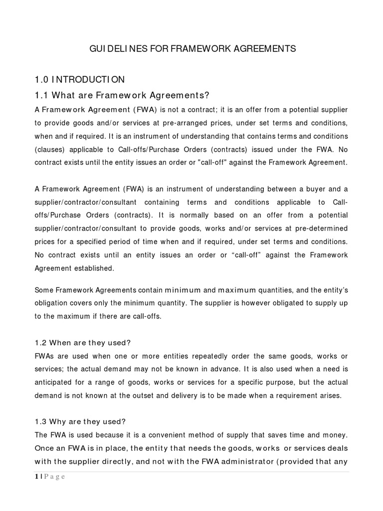 Detailed Guidelines On Use of Framework Agreements | PDF | Procurement ...