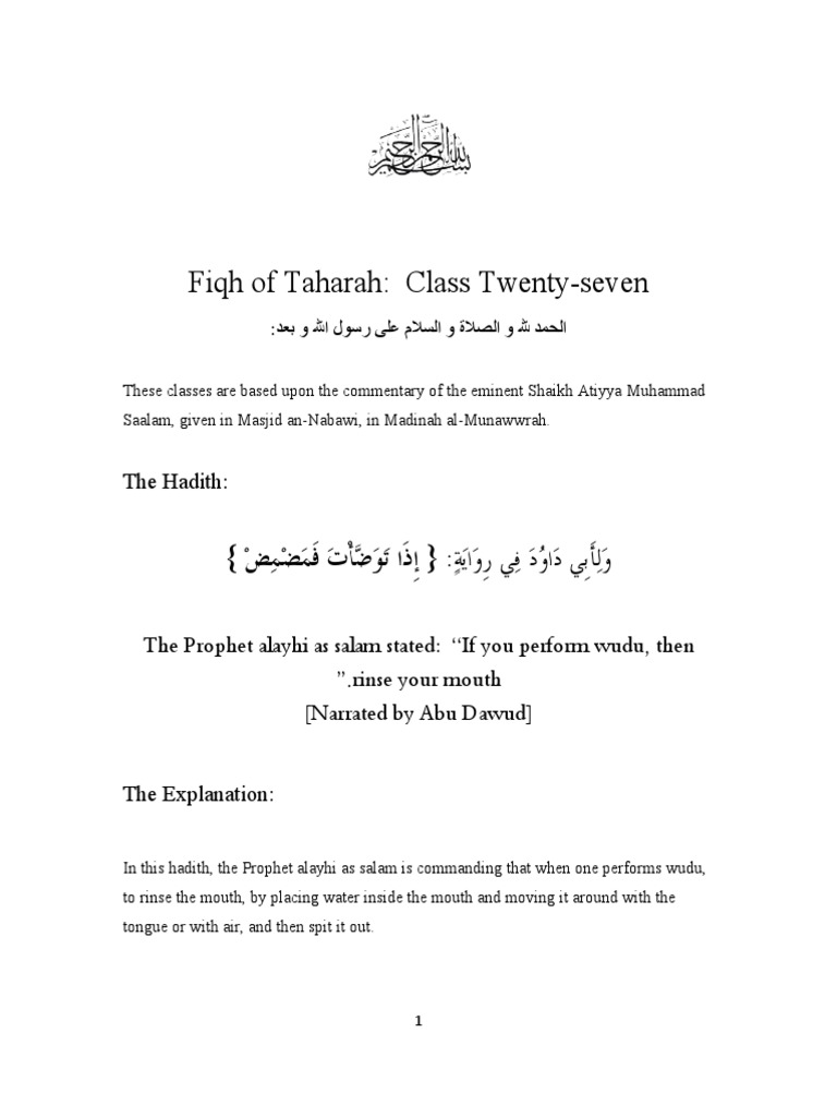 Fiqh of Taharah Salah Class27 | PDF | Hadith | Beard