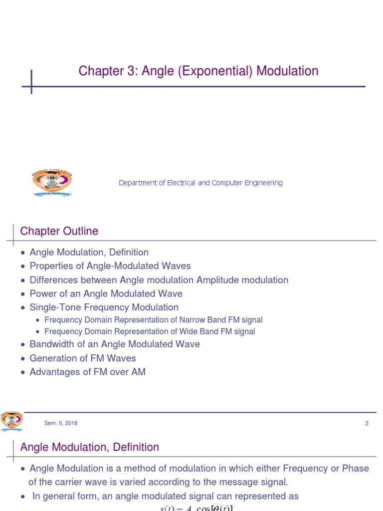 Chapter 3 Angle Modulation Final Pdf Frequency Modulation Modulation