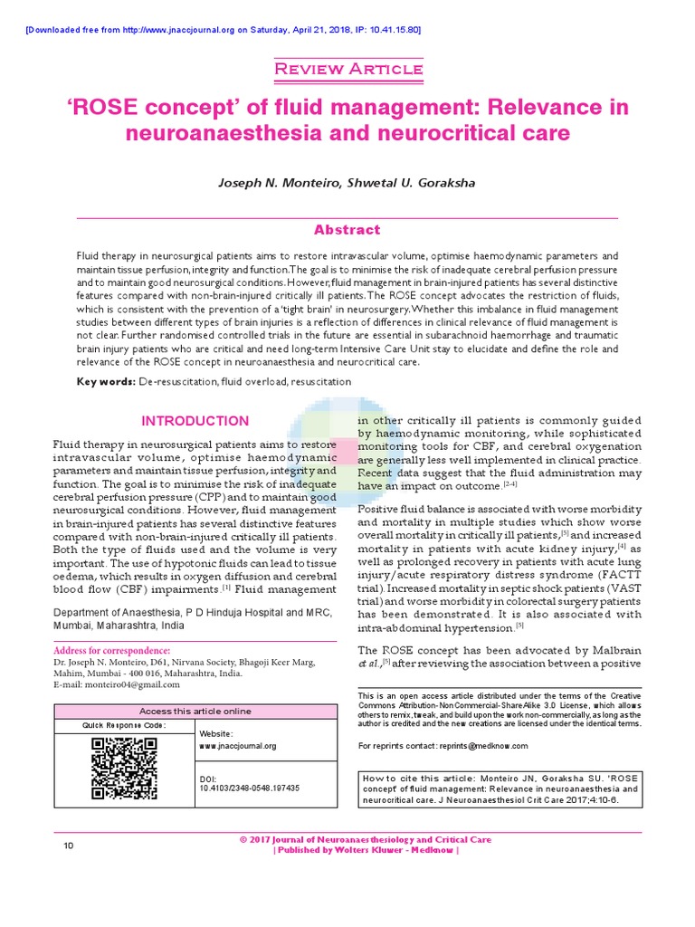 ROSE Concept' of Fluid Management | PDF | Shock (Circulatory) | Animal ...