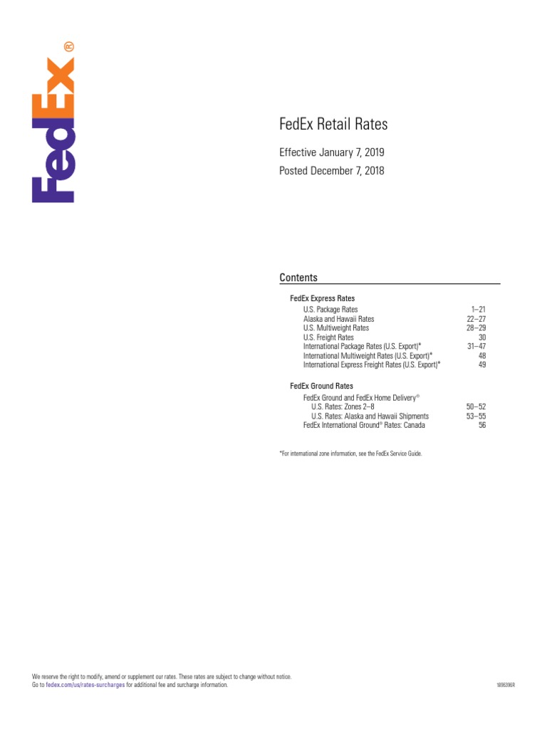 FedEx Retail Rates 2019 | PDF | Fed Ex | Business