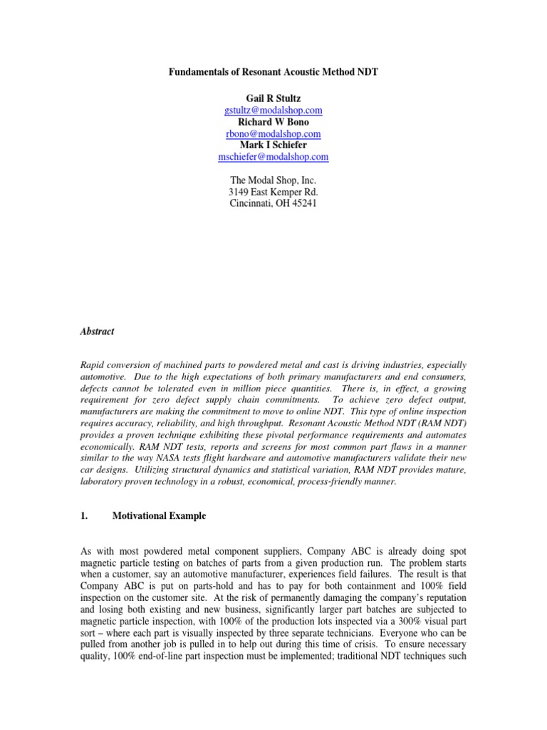 Fundamentals of Resonant Acoustic Method NDT | PDF | Nondestructive ...