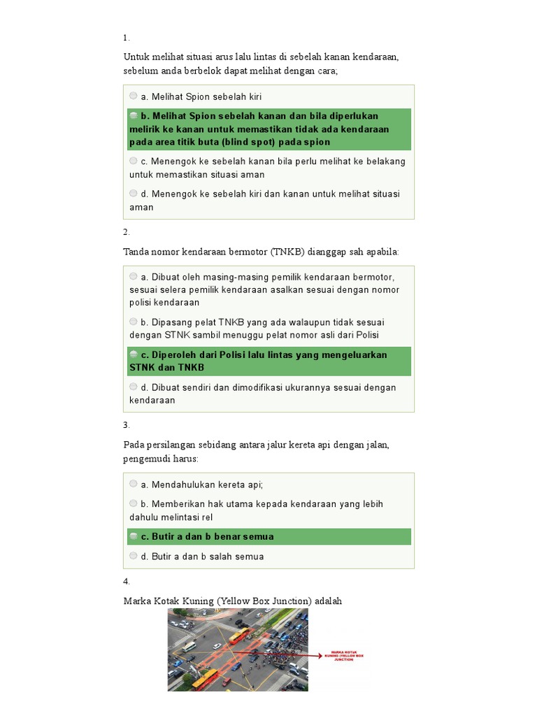 Latihan Ujian Sim Motor | PDF
