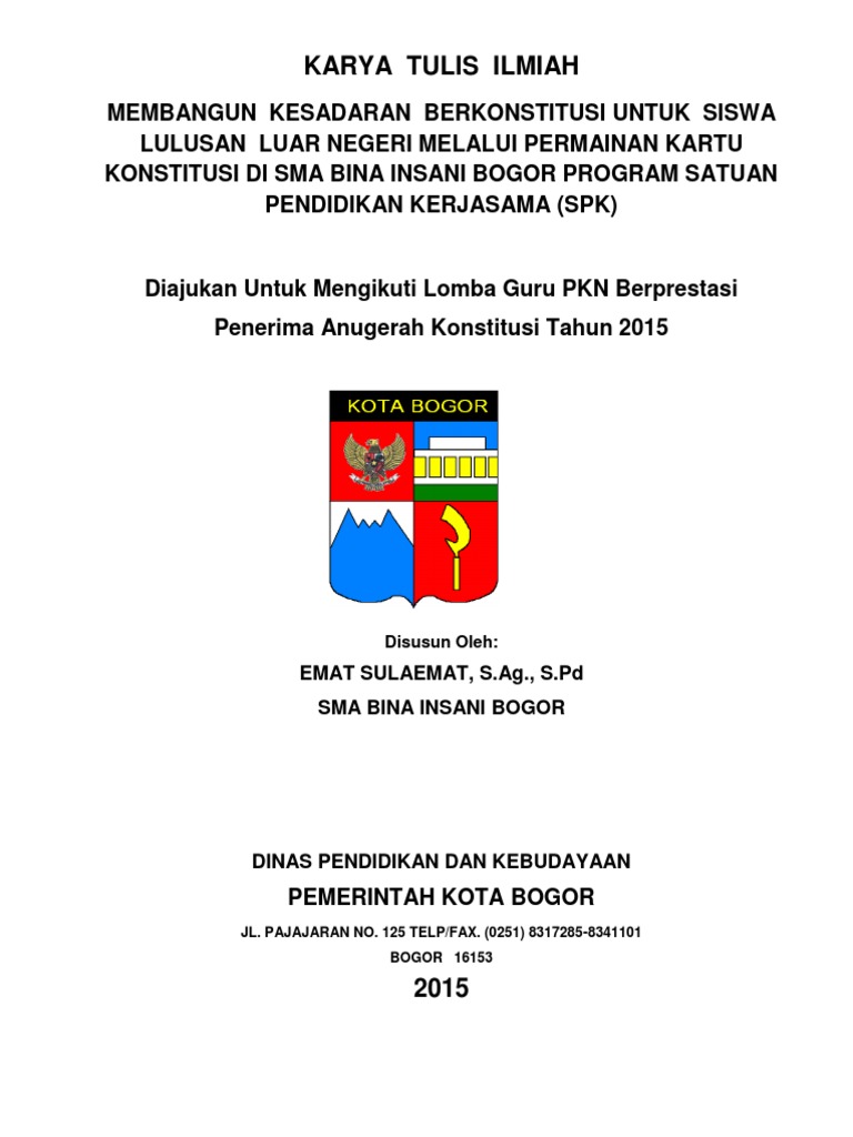 Cover Karya Tulis Ilmiah 1 | PDF